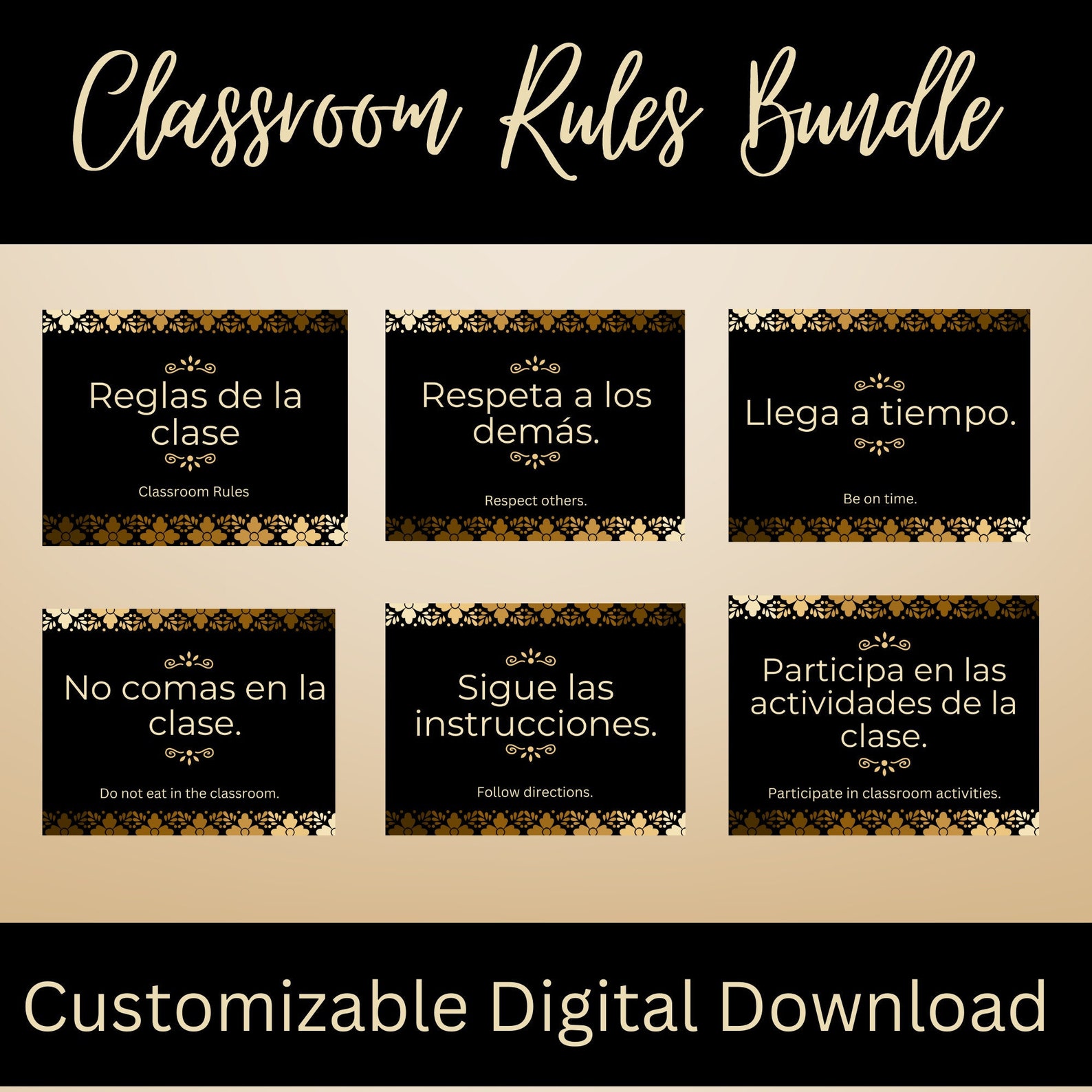 Spanish Printable Classroom Rules Poster Set 0 - Etsy