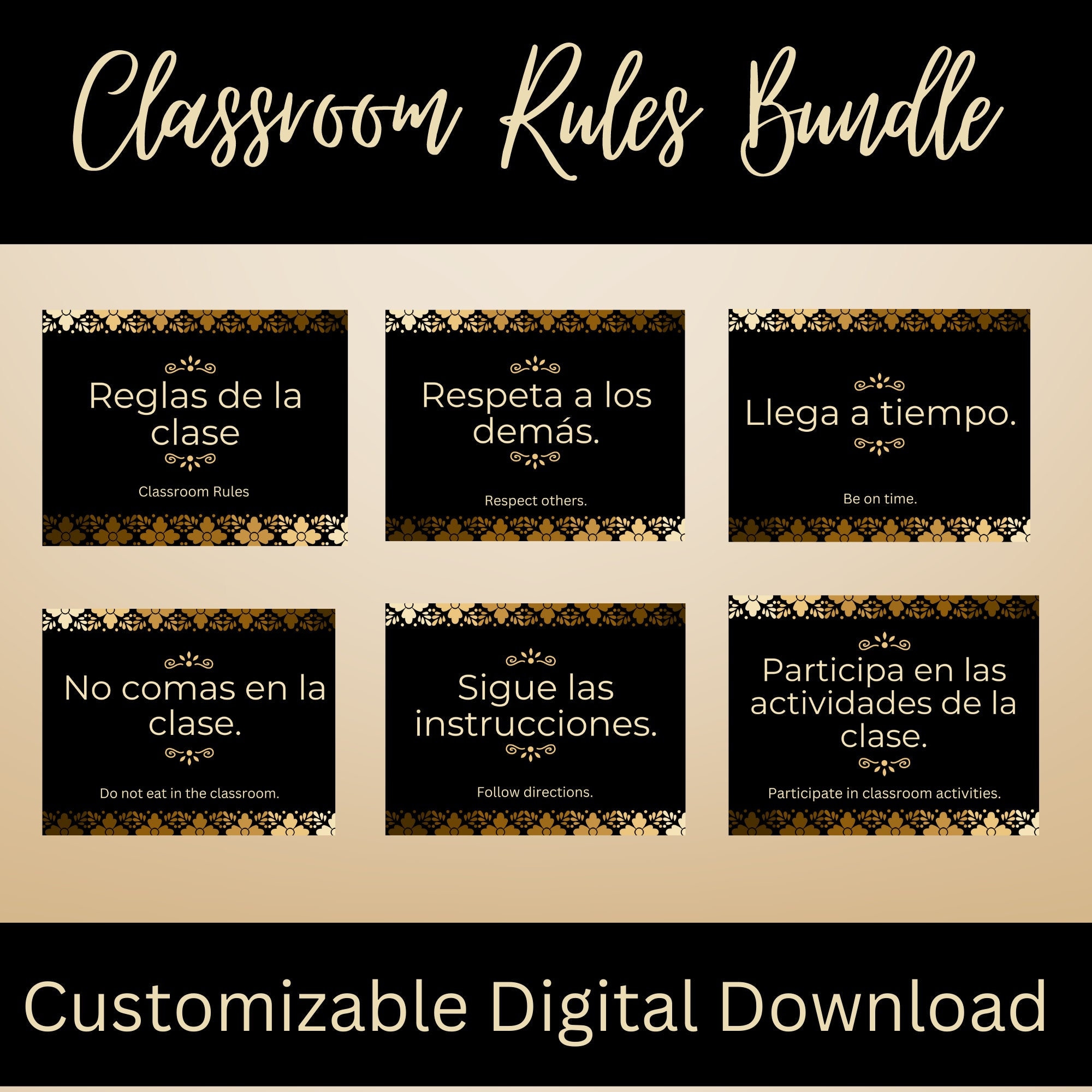 Spanish Printable Classroom Rules Poster Set 0 - Etsy