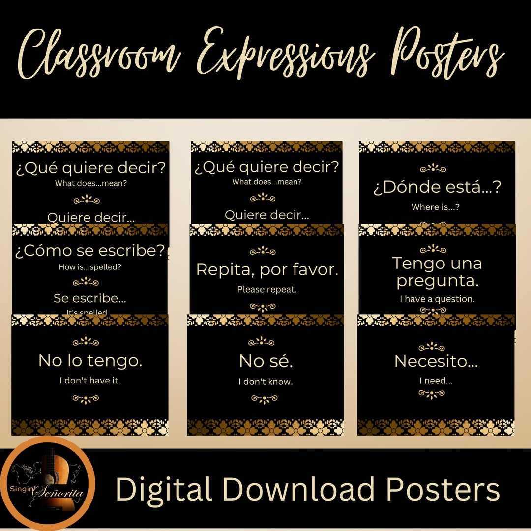 Spanish Printable Classroom Expressions Poster Set - Etsy