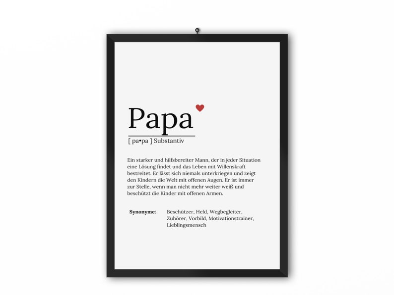 Definition "Papa", A4, Sofort Download, Geschenk Papa, Papa Bedeutung ...