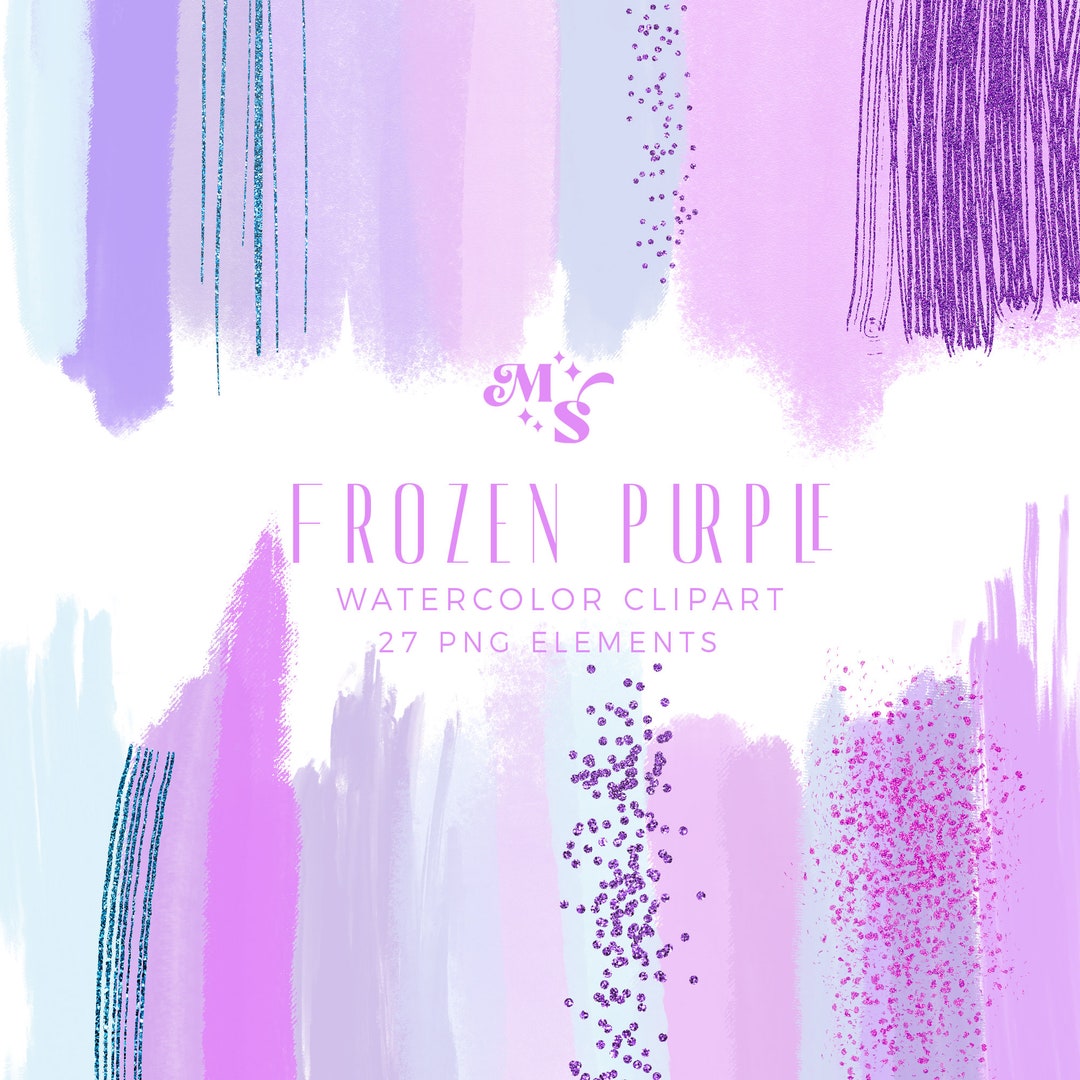 Frozen Purple Clipart, Purple Brushes, Frozen Watercolor, Watercolor ...