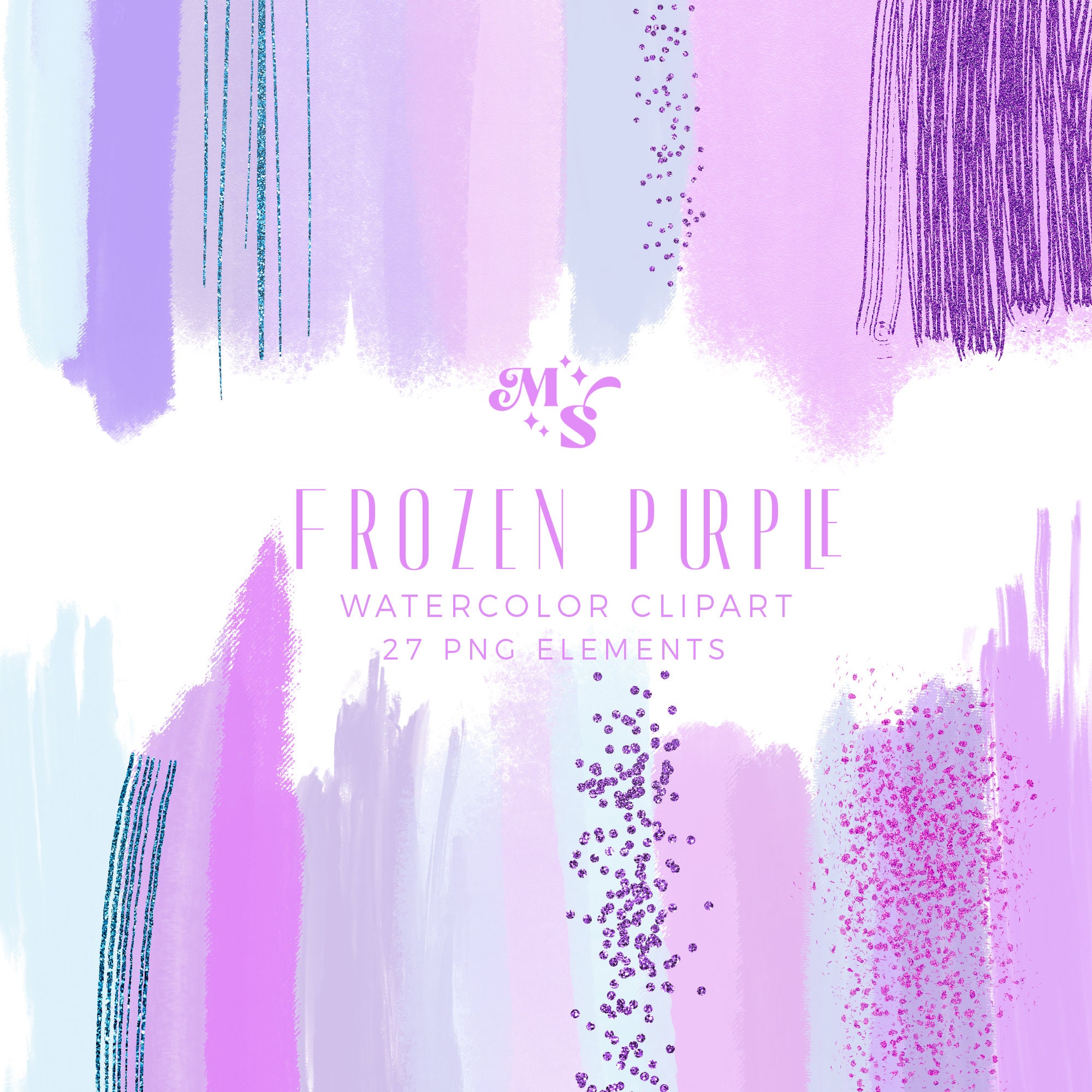 Frozen Purple Clipart, Purple Brushes, Frozen Watercolor, Watercolor ...