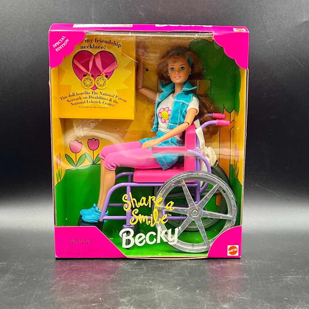 Barbie Share A Smile 1996 Becky Wheelchair Disabled NEVER Removed From ...