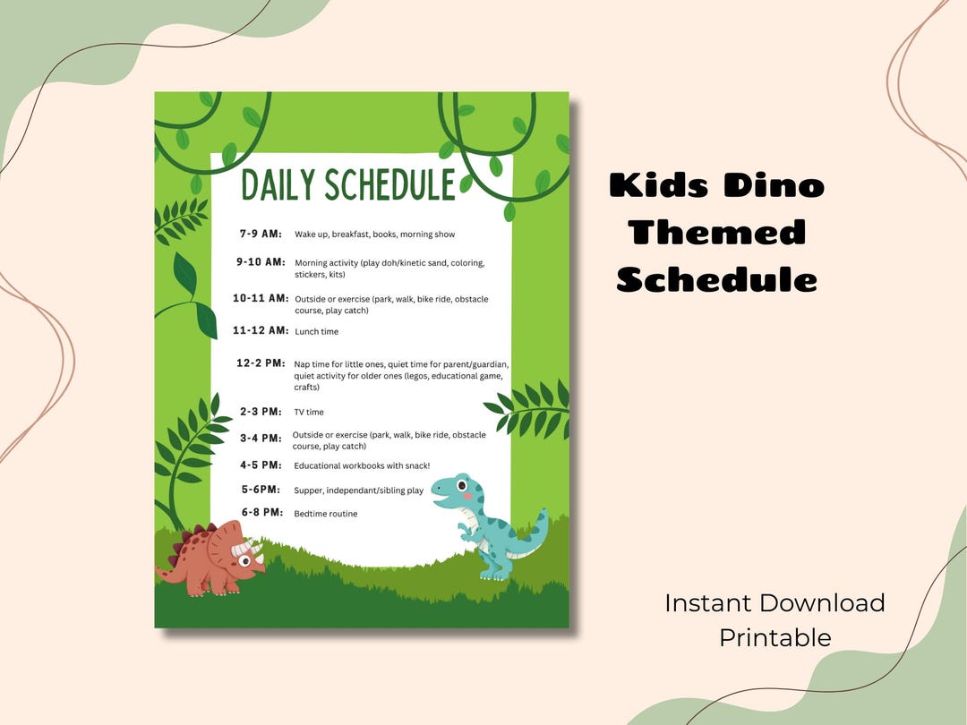Dinosaur Kids Daily Schedule | Toddler Visual Routine Chart (digital ...
