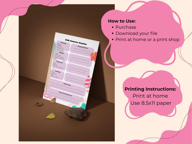 Girls Summer Routine Chart Printable | Kids Summer Schedule | Daily ...