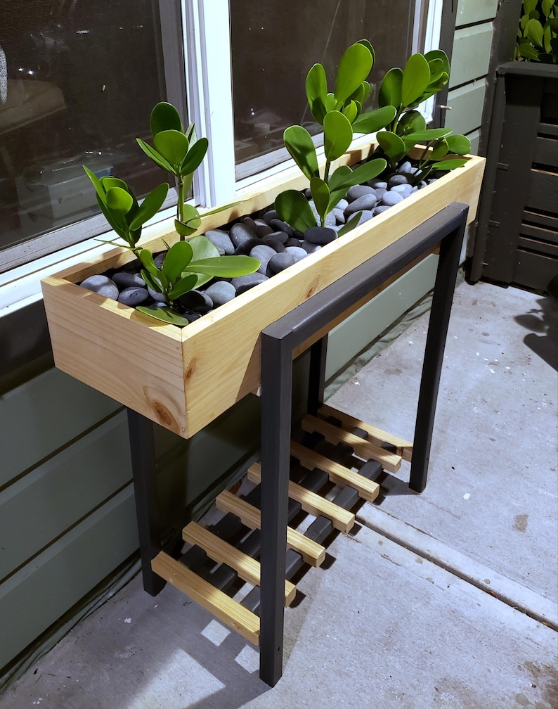 Modern Cypress Raised Box Planter With Shelf (30"l X 10"w X 30"h) - Etsy