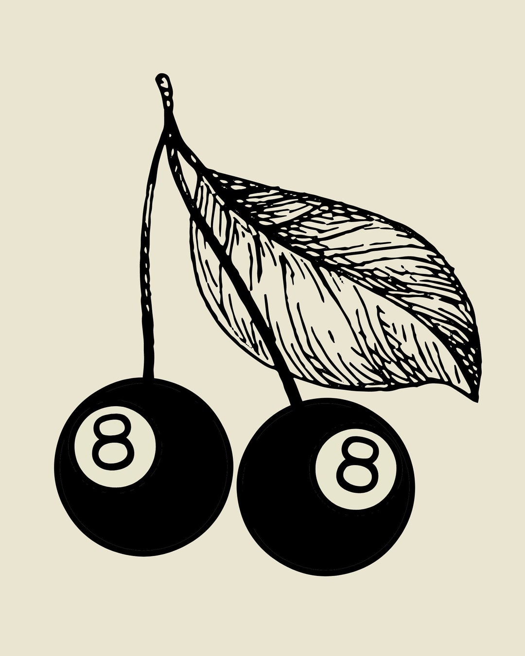Vintage 8 Ball Cherry Digital Art Print - Etsy