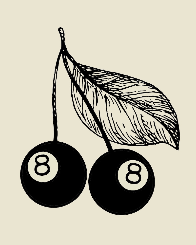 Vintage 8 Ball Cherry Digital Art Print - Etsy