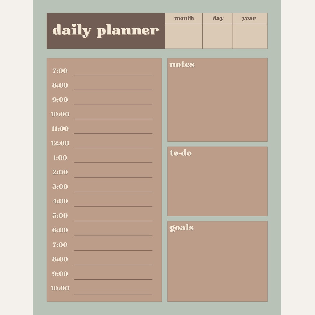 Minimalistic Daily Planner Worksheet - Etsy