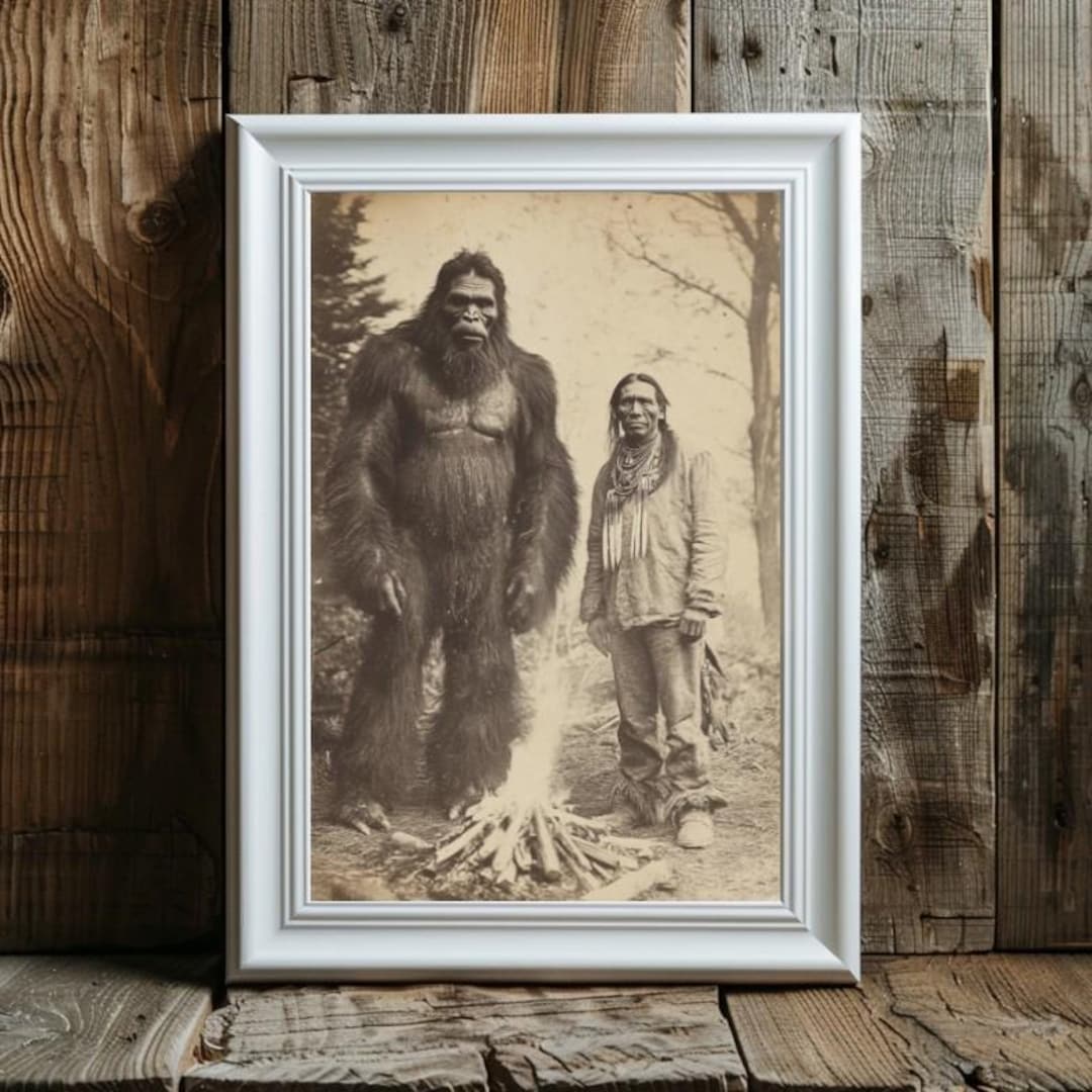 Vintage Bigfoot & Native American Art Print: Sasquatch Folklore ...