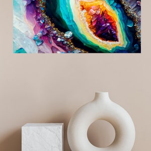 Rainbow Quartz Geode, Abstract Art, AI Art, Oil Painting, Gift ...