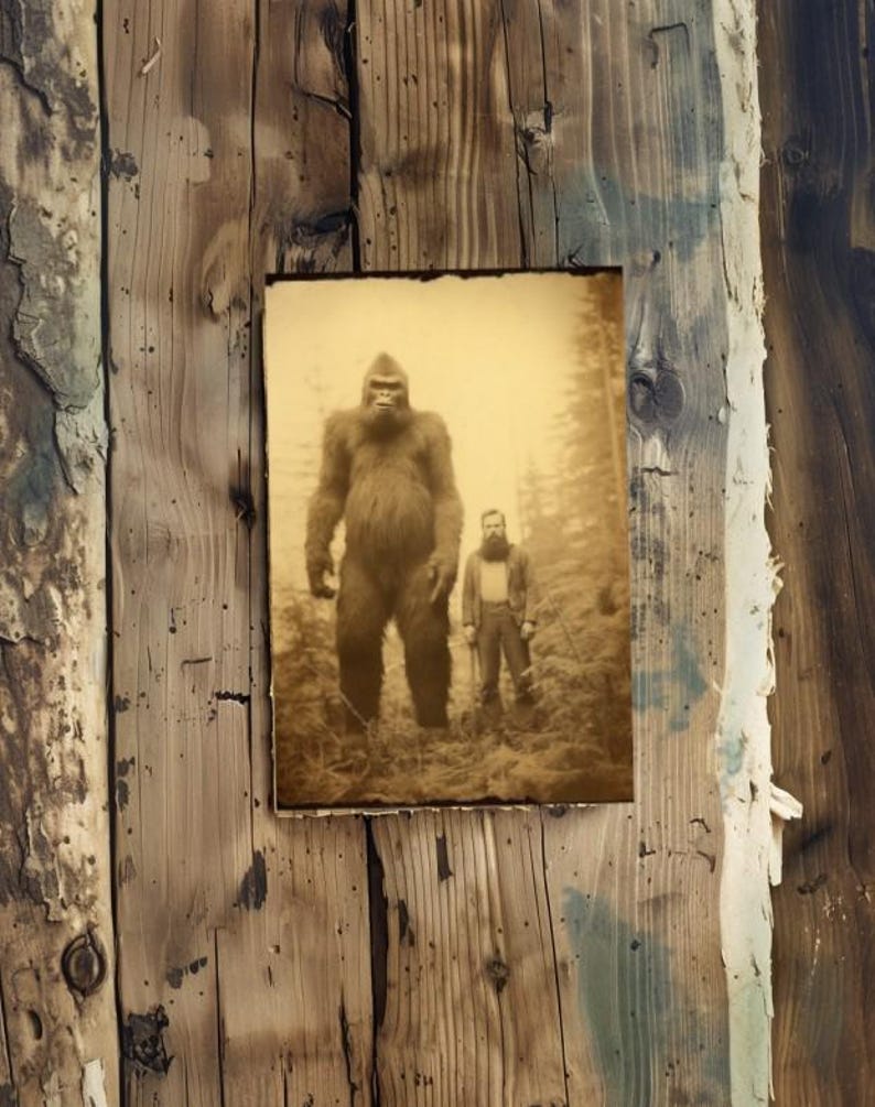 Bigfoot Wall Art | Sasquatch Lumberjack Photo | Vintage Cryptid ...