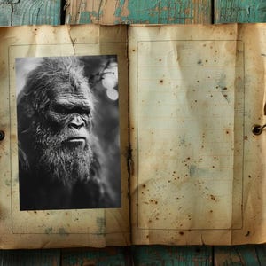 Photorealistic Sasquatch Portrait: Black and White Cryptid Art (digital ...