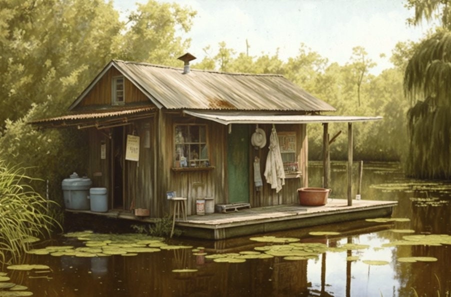 Louisiana Cajun Boathouse Louisiana Swamp Art Prints - Etsy