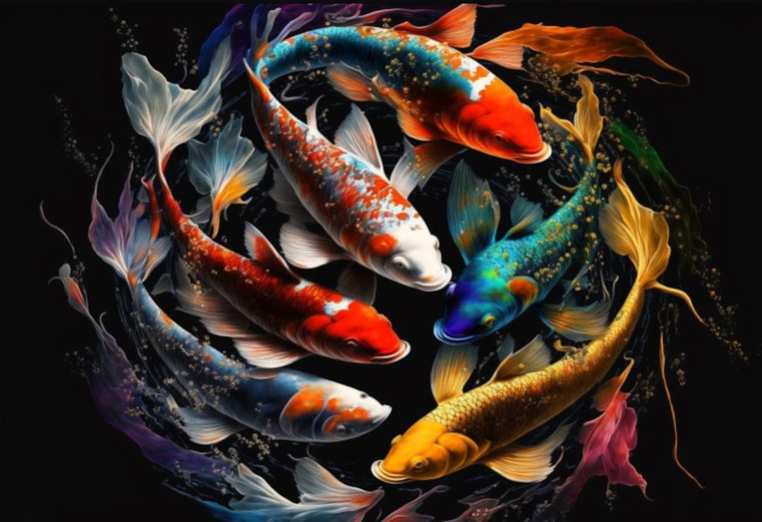 The Koi Fish - Frameable Art, Abstract Art, Wall Art, Paintings, Cool ...