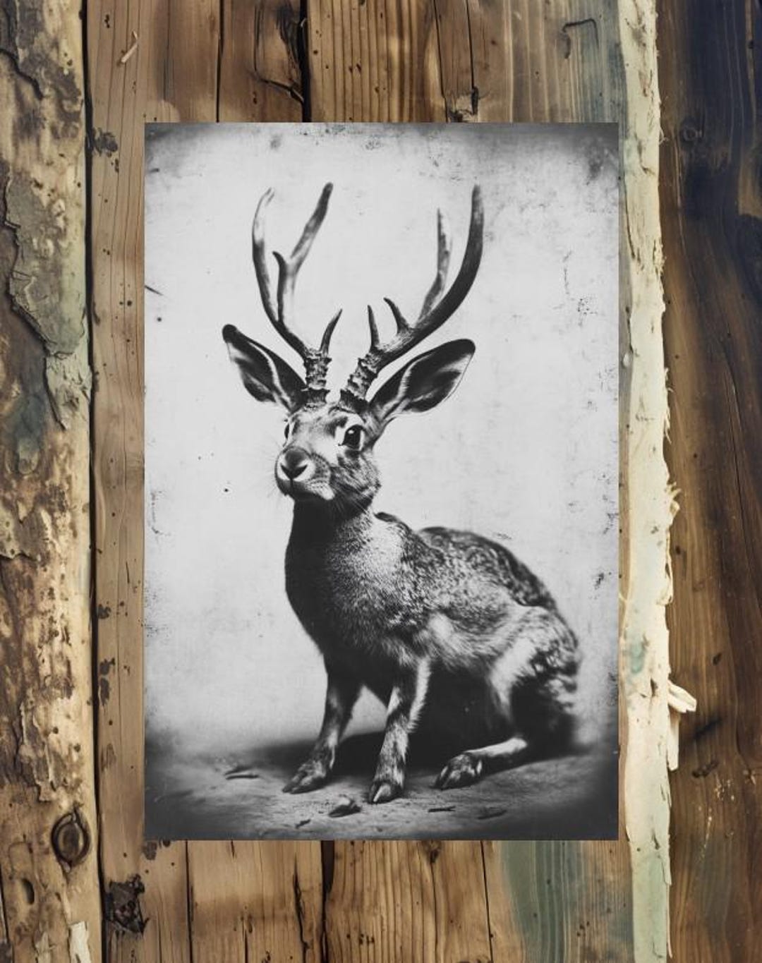 Vintage Jackalope Photo Digital Download Cryptid Wall Art Mythical ...