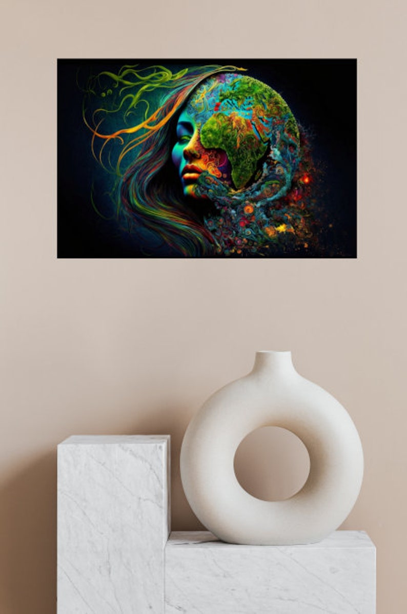 Mother Earth Gaia Print | Abstract Sacred Geometry Nature Art (digital ...