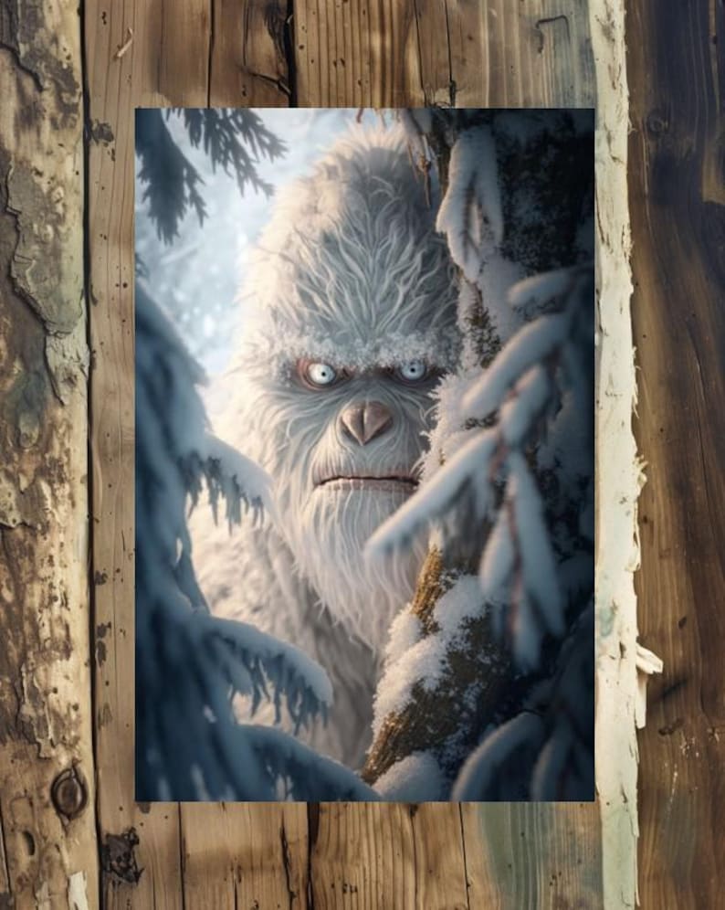 Photorealistic Yeti Digital Art | Himalayan Cryptid Mystery Wall Decor ...