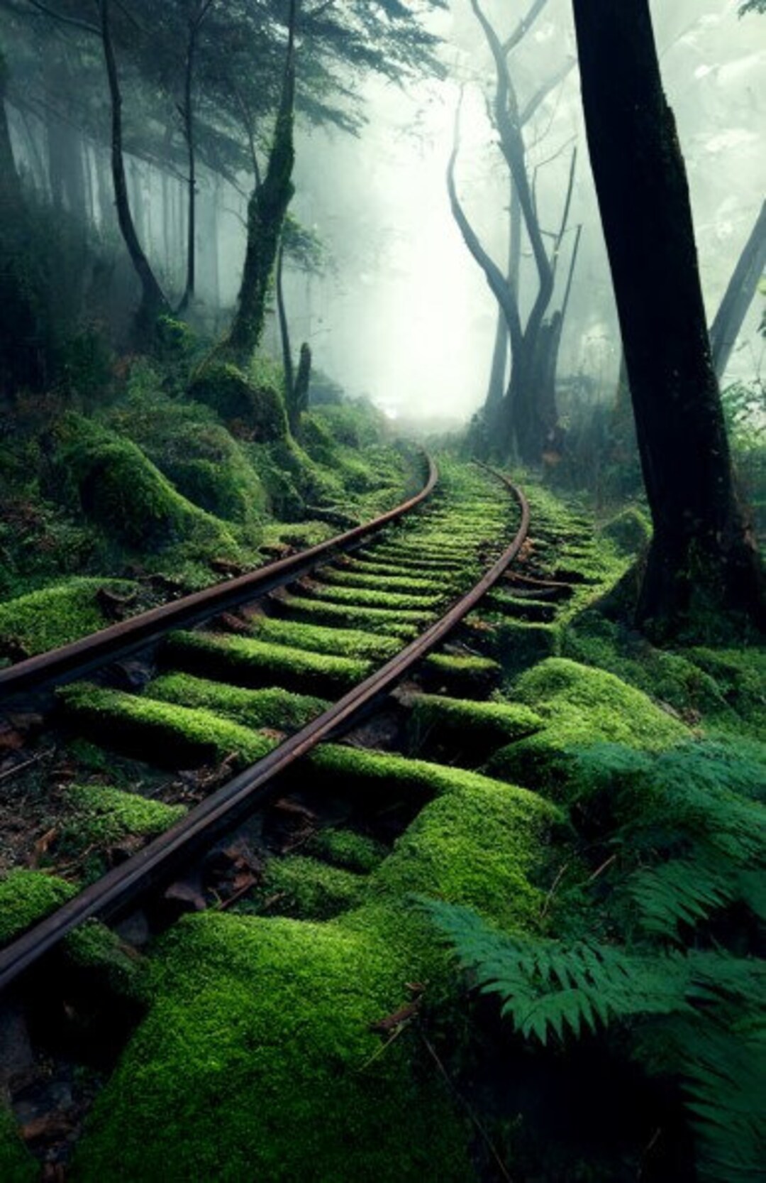 Forgotten Path, Train, Railroad Tracks, Nature Art, AI Art, Digital ...