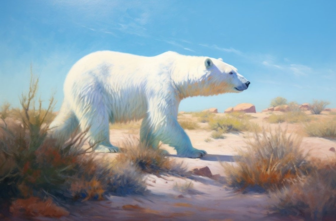 Lost Polar Bear, Animal Art, Polar Bear, Desert, Fantasy Art, Gift, Oil ...