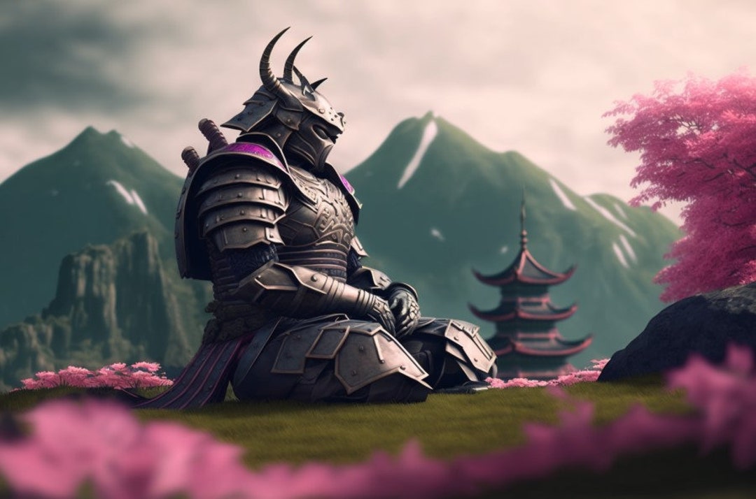 Samurai Reflects, Japanese Art, Japanese Decor, Wallpaper, Wall Art ...