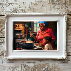 New Orleans Gumbo Art Print: Southern Family Kitchen Scene (digital ...