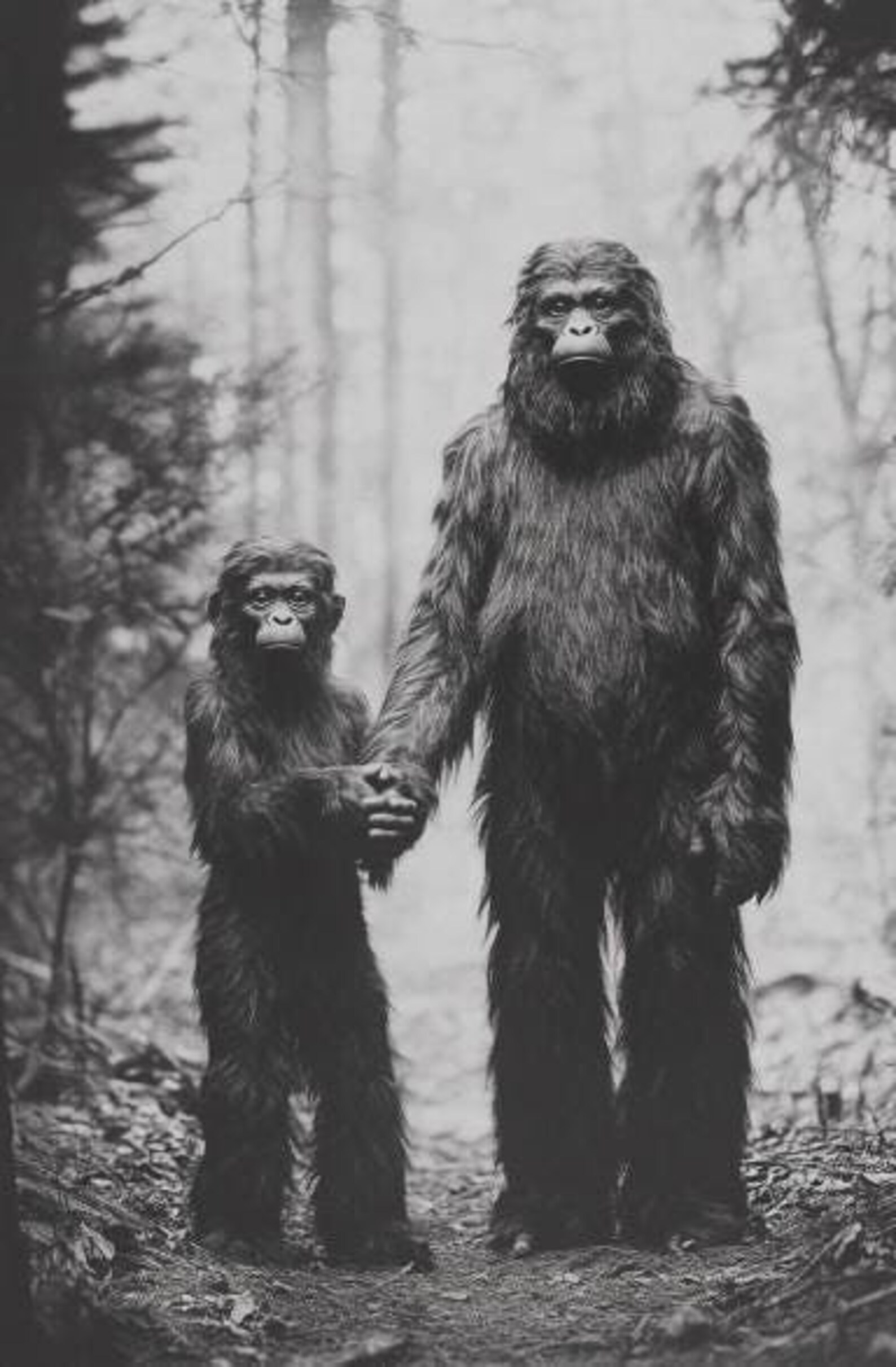 Sasquatch With Child, Bigfoot, Cryptid, Fantasy Creature, Poster ...