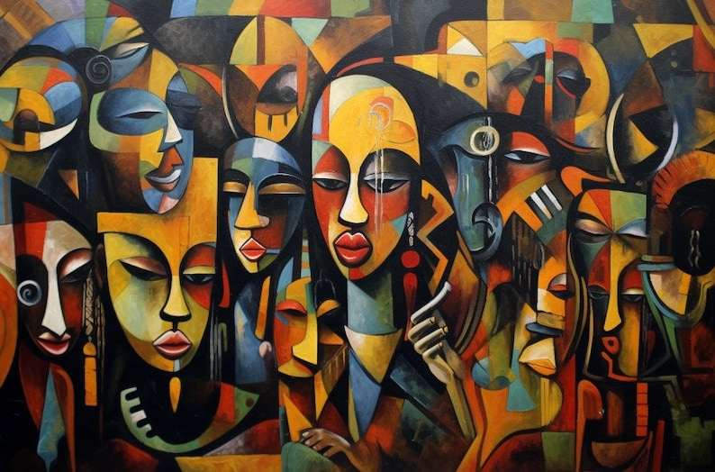 Nigerian Heritage Abstract Oil Painting | Vibrant Africa Wall Decor ...