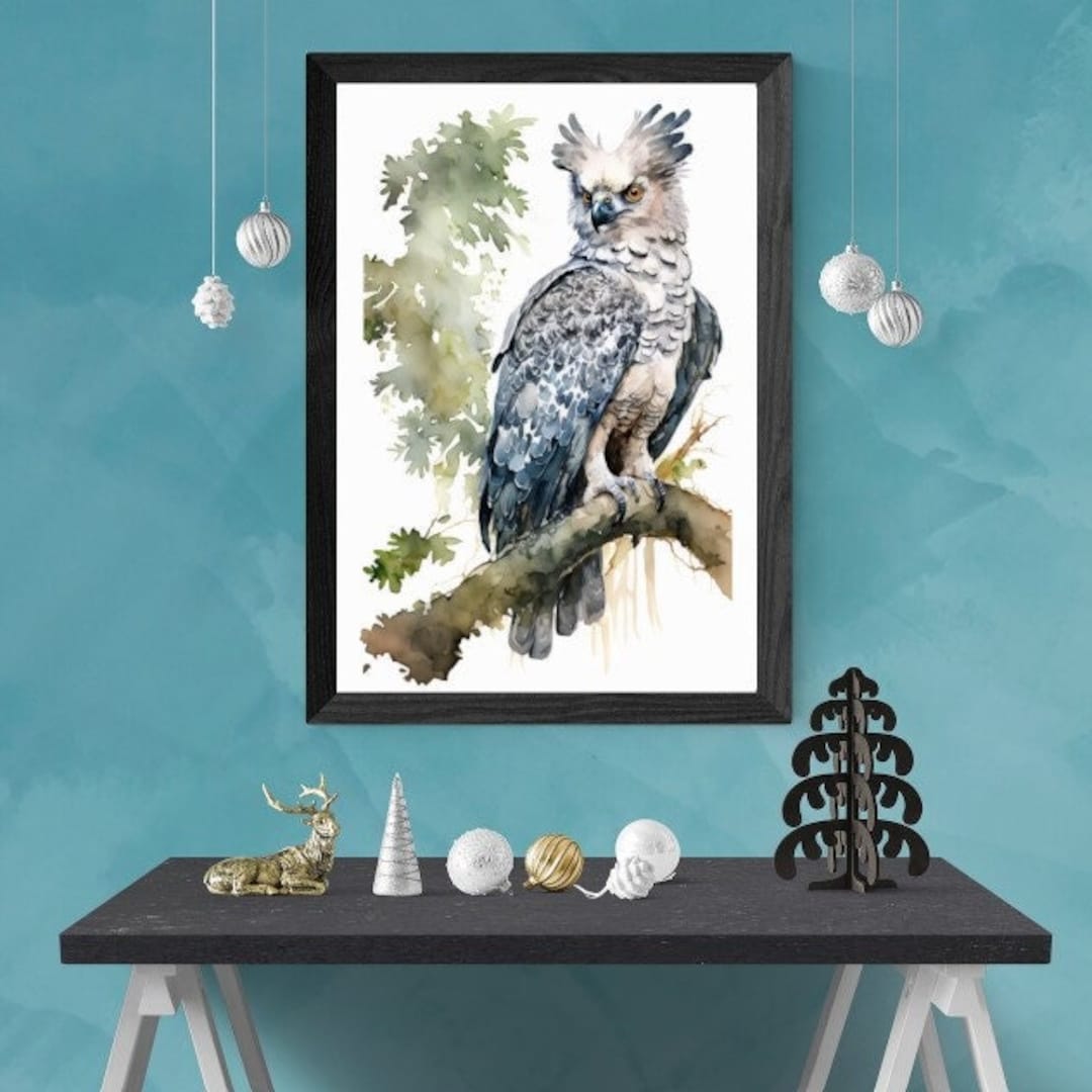 Harpy Eagle Watercolor Print: Majestic Raptor Portrait (digital ...