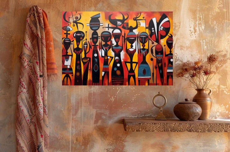 Ghana Abstract Oil Painting | Vibrant African Wall Art | Cultural ...