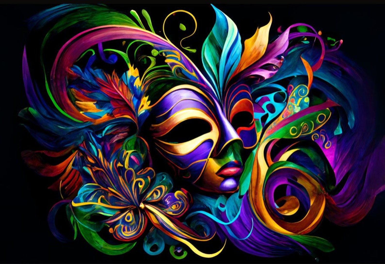 Mardi Gras Mask Art Print: New Orleans Carnival Decor (digital Download ...