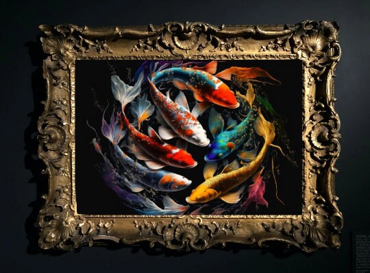 The Koi Fish - Frameable Art, Abstract Art, Wall Art, Paintings, Cool ...