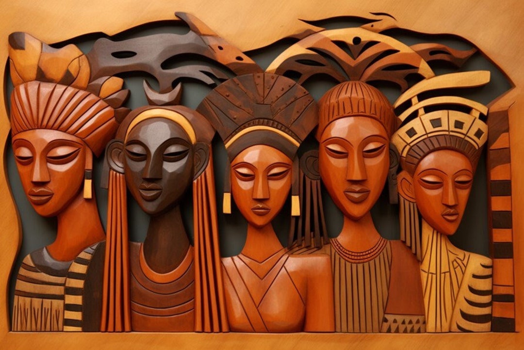 African Art Print, 3D Wood Relief Style, Photo Print, Africa, Printable ...