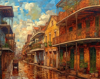 Digital New Orleans French Quarter Painting - Etsy