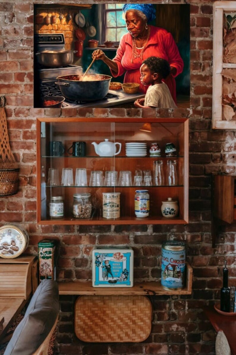 New Orleans Gumbo Art Print: Southern Family Kitchen Scene (digital ...