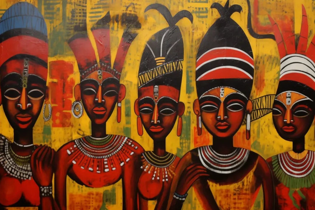 African Abstract Art, Cameroon Wall Decor Digital Download, Vibrant ...
