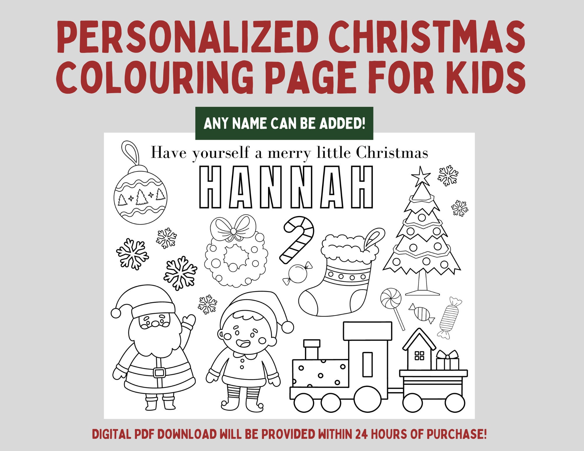 Personalized Colouring Page | Christmas Colouring Page for Kids ...