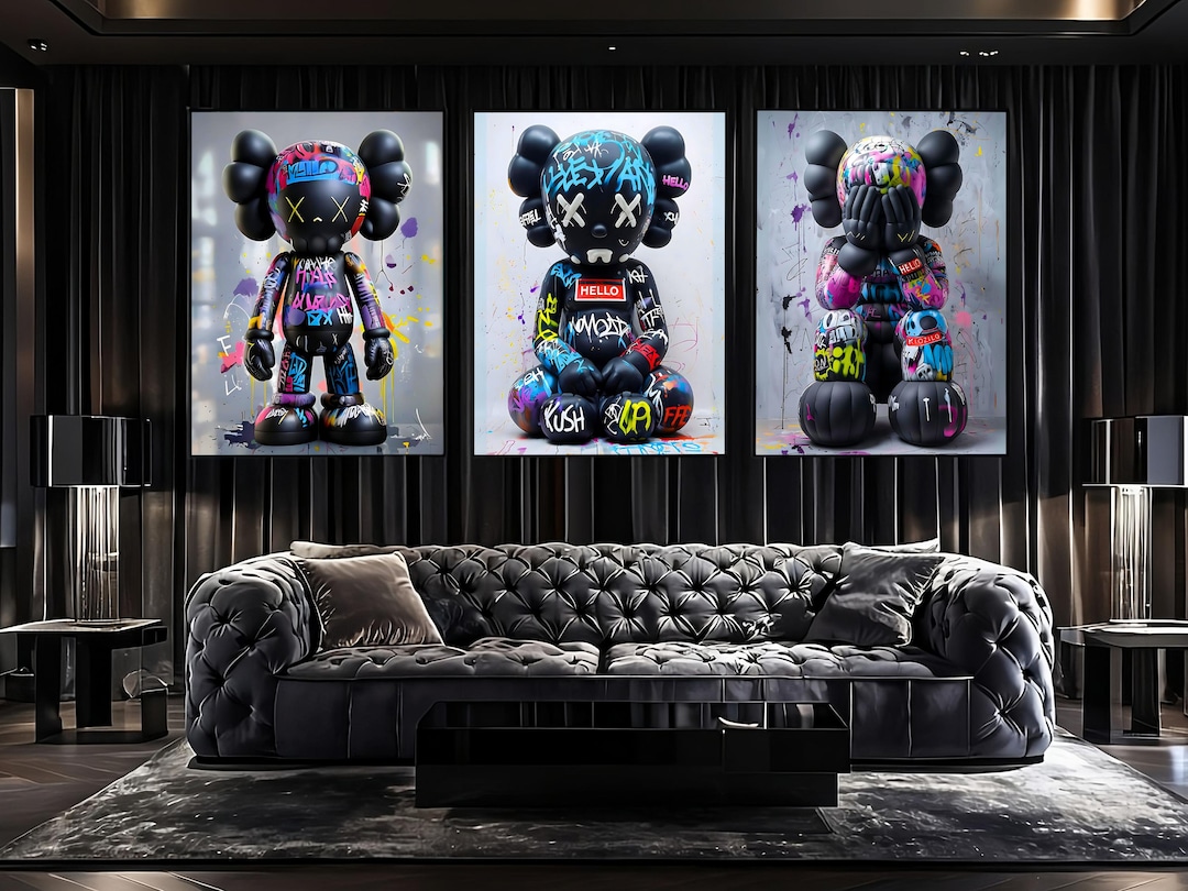 Kaws Wall Art Graffiti Hypebeast Poster Kaws Figure Nike KAWS Graffiti ...