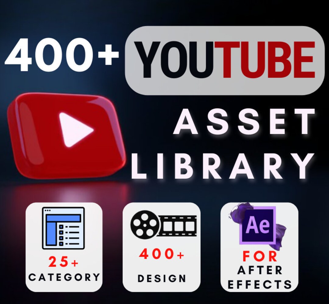 400 Youtube Asset Library Youtube After Effects You Tube - Etsy