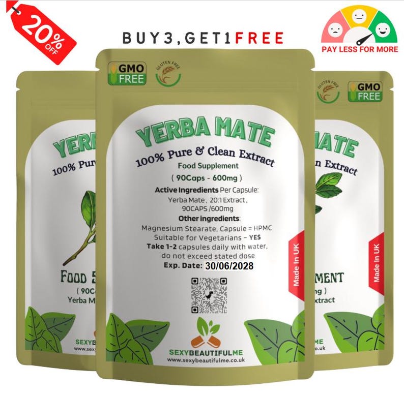 Yerba Mate 10:1 Extract Capsules 100% Natural and Strong Extract, Vegan ...