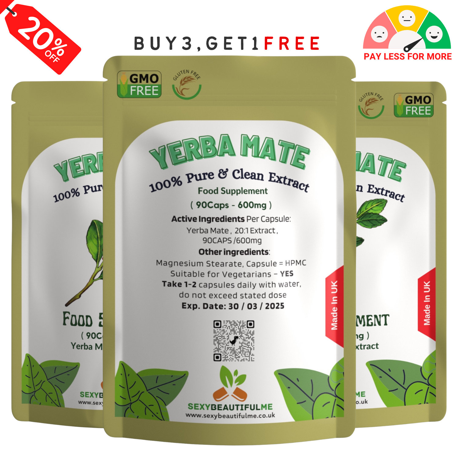 Yerba Mate 10:1 Extract Capsules 100% Natural and Strong Extract, Vegan ...