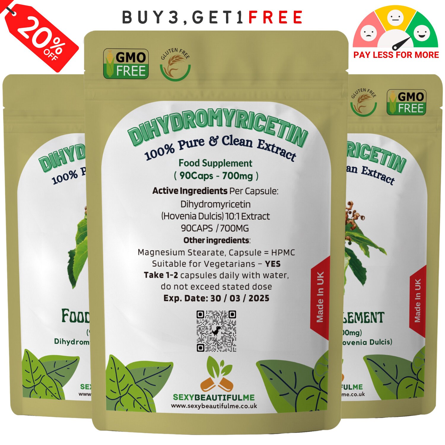 Dihydromyricetin DHM 7000mg Capsules pure Hovenia Dulcisvegan, STRONG ...