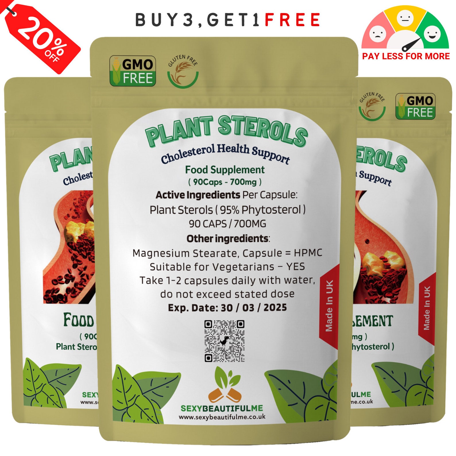 Plant Sterols Capsules 700mg 95% Phytosterol100 Natural and Strong ...