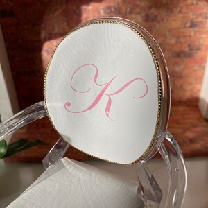 Monogrammed White Faux Leather 1:6 Scale Chair Wih Pink Lettering and ...