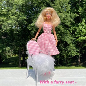 Ultra-feminine Barbie Chair With a Furry Seat, Gingham Back, and a ...