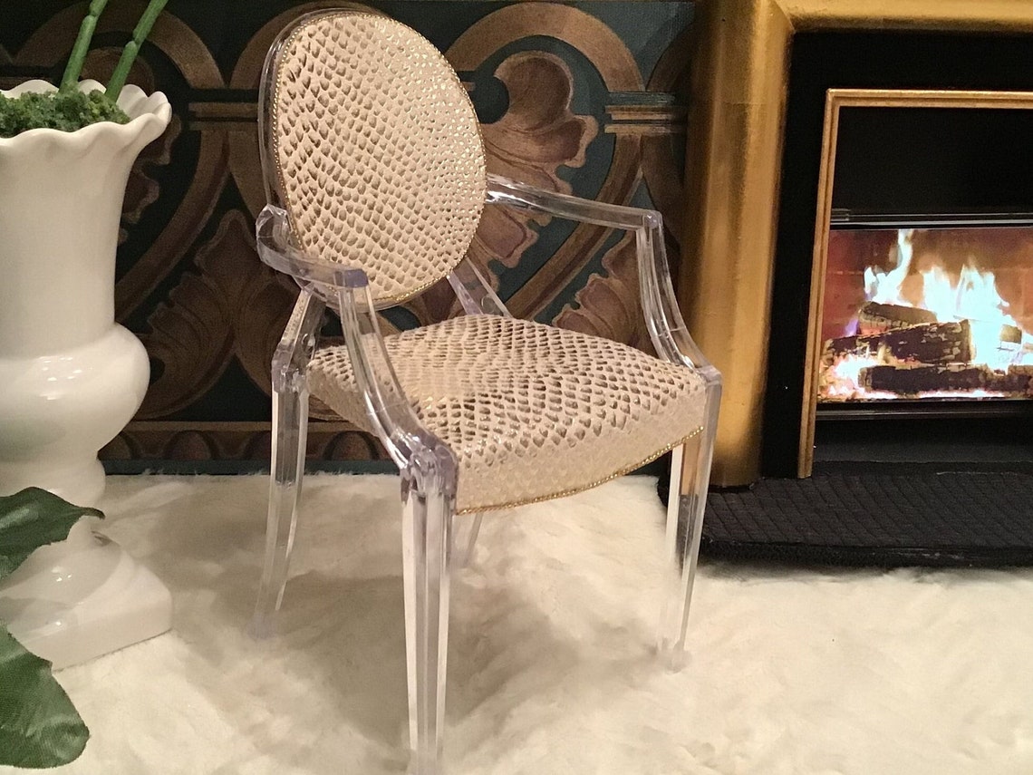 Gold Metallic Faux Lizard Skin Chair for 11 1/2” - 12” Fashion Dolls - Etsy