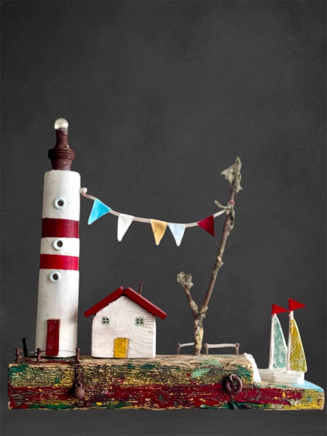 Rustic Driftwood Seaside Cottage and Lighthouse - Etsy