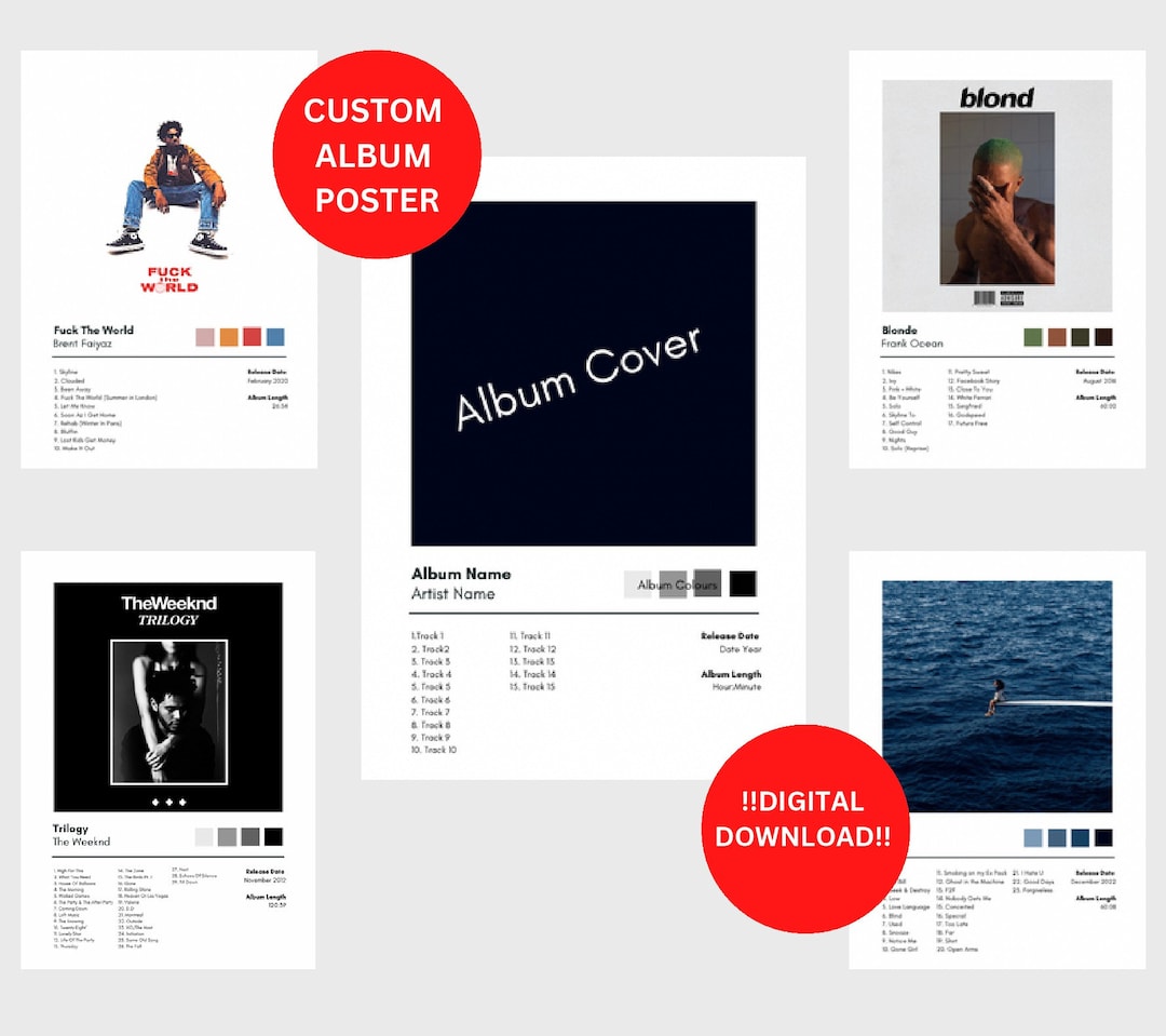 Album Cover Digital Download Poster, Tracklist Spotify Cover, Birthday ...