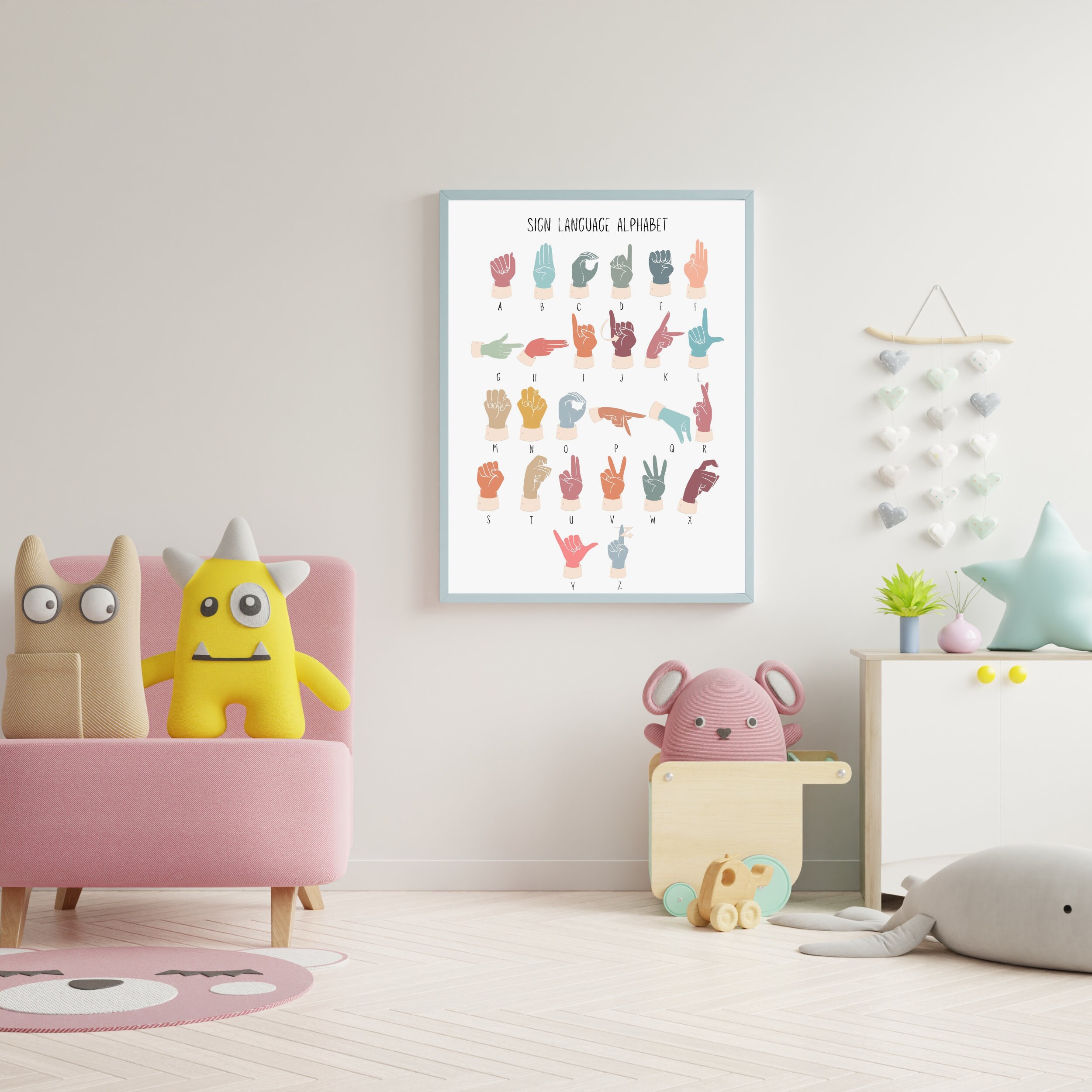 ASL Sign Language Digital Alphabet | Printable Kids Learning Wall Decor ...