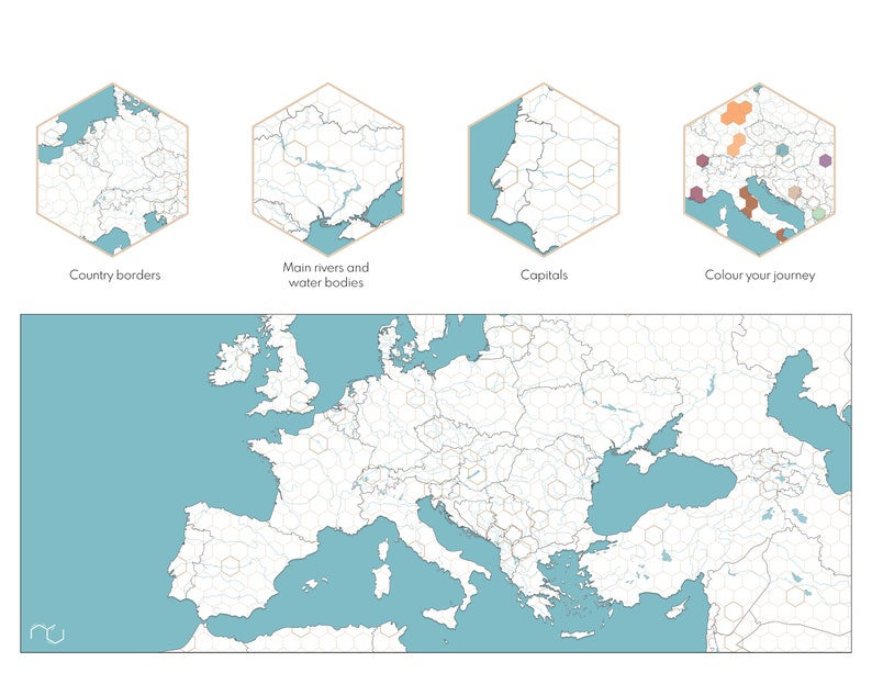 Mapa Scratch ON / Mapa de viaje de Europa personalizable / Colorea tus ...